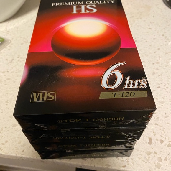 TDK | Media | Tdk Premium Quality Hs Blank Vhs Tapes 6hrs T2 Hs Lot Of 4 Factory Sealed | Poshmark